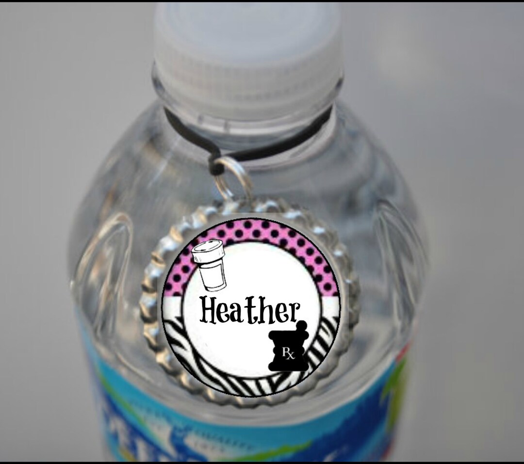 Personalized Pharmacy Water Bottle Tag Sports Bottle PLAIN or GLITTER ...