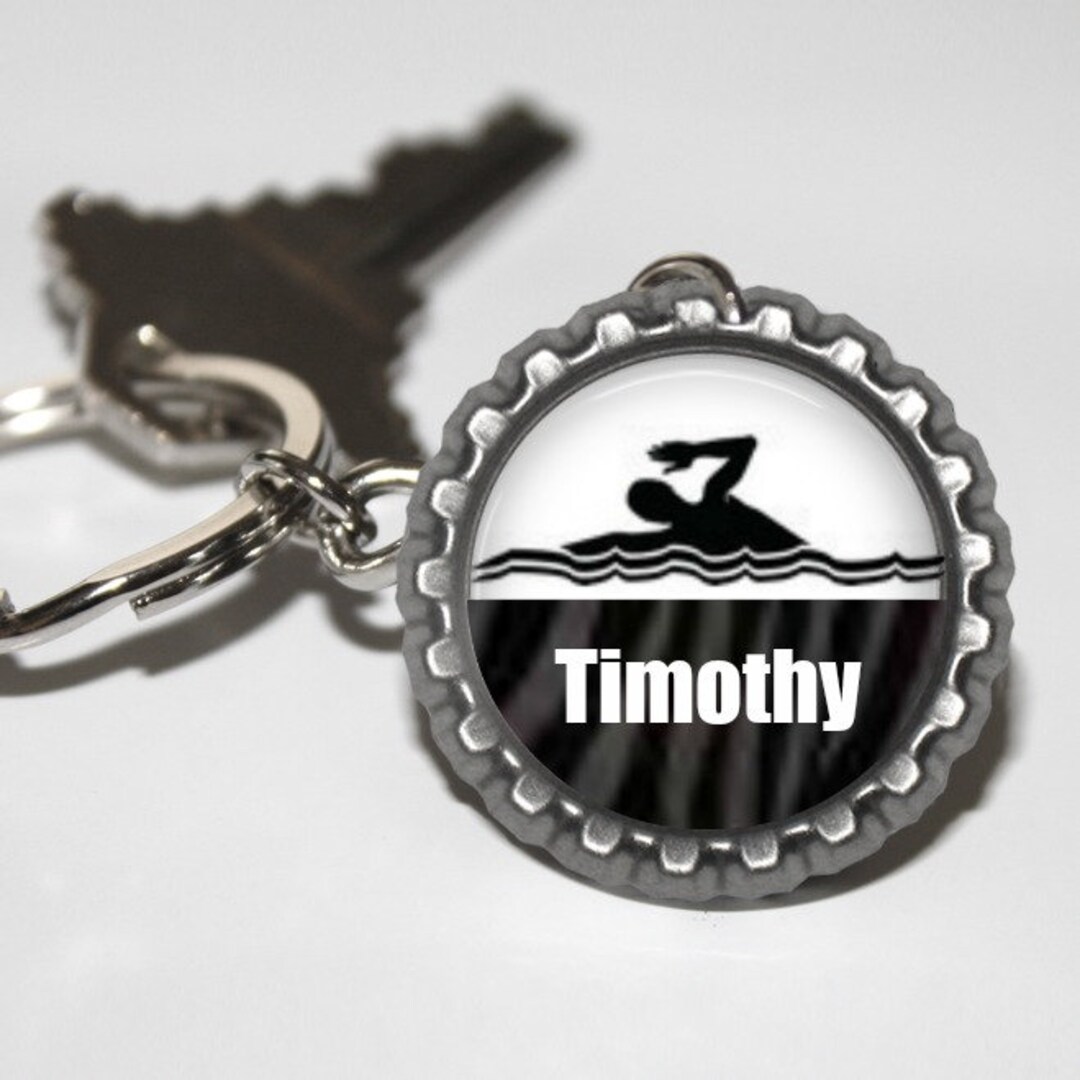 1 Personalized Swim Bottlecap Key Chain,glitter or Plain, Swim Team ...