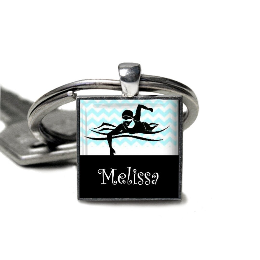 Personalized Swim Team Keychain: Light Blue Swimmer Gift - Etsy