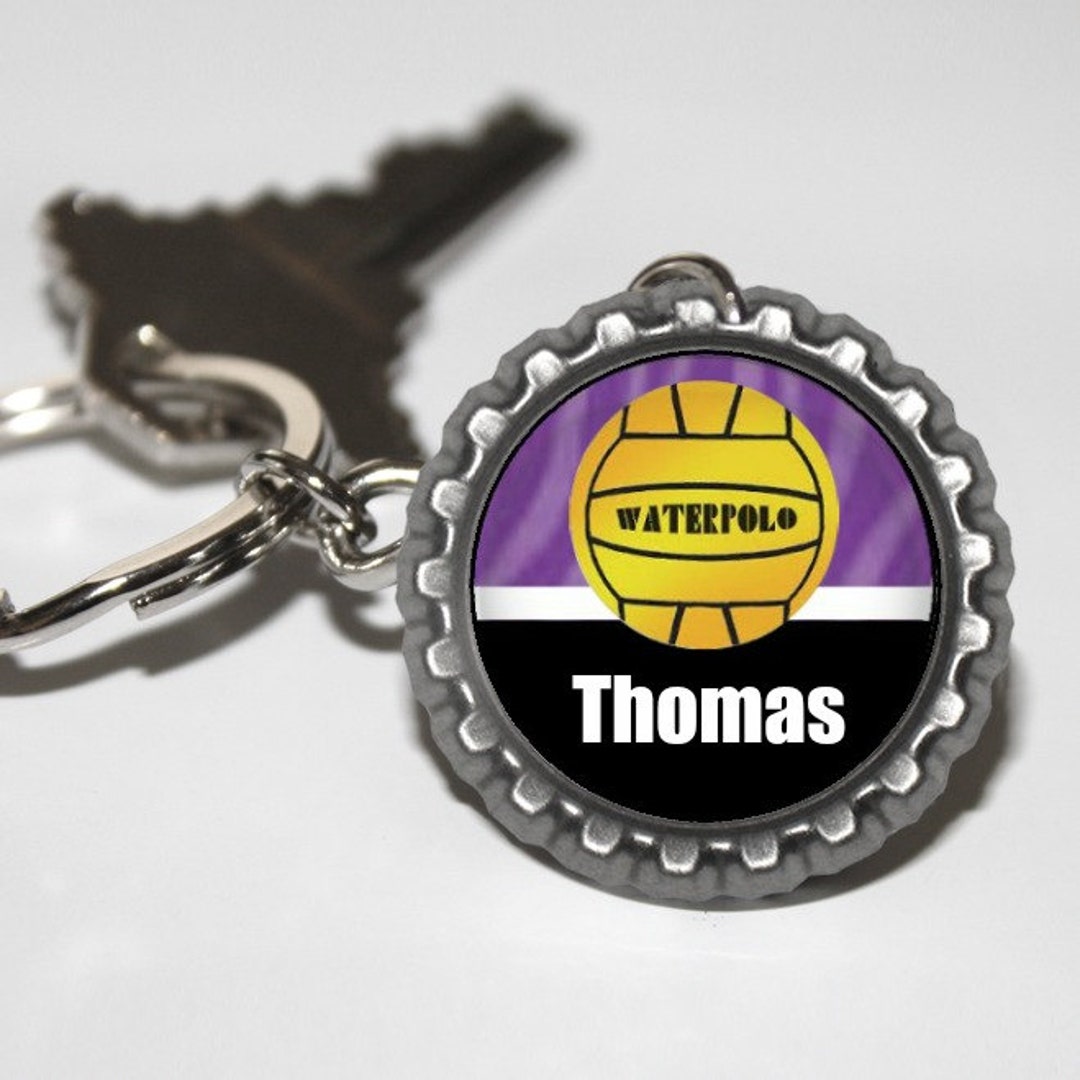 1 Personalized Purple Water Polo Bottlecap Keychain You CHOOSE Color ...