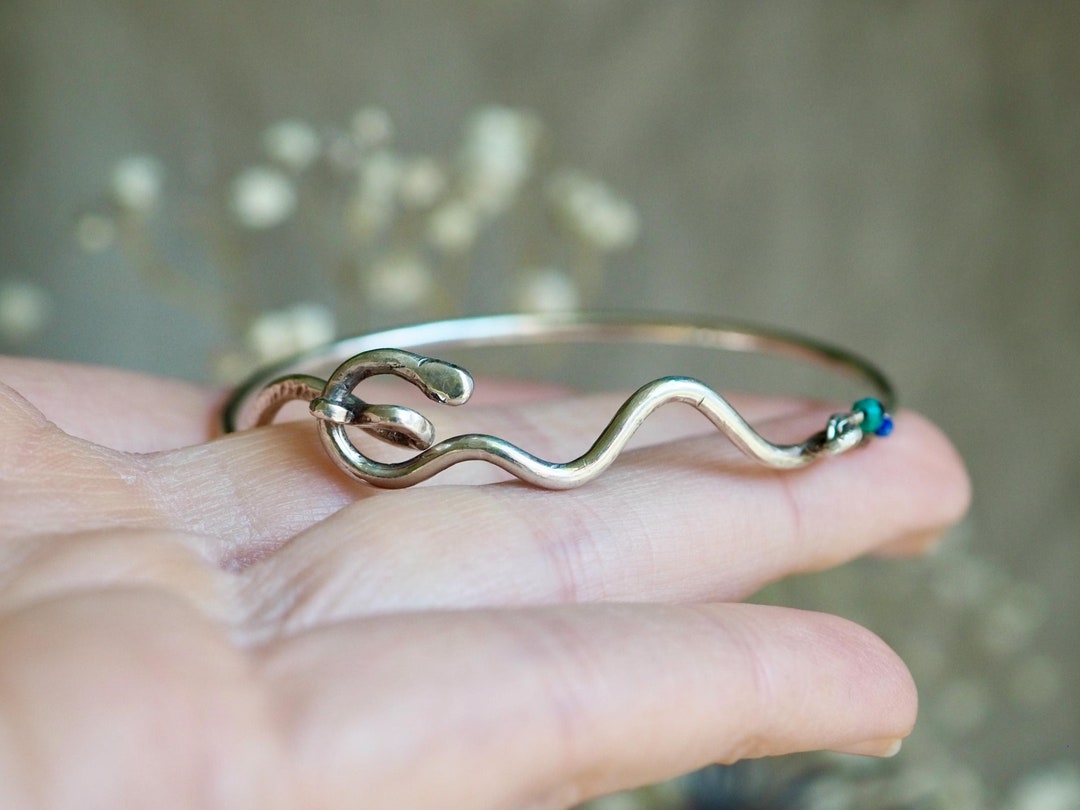 Double Snake Bracelet, Sterling Silver Snakes With Turquoise and Lapis ...
