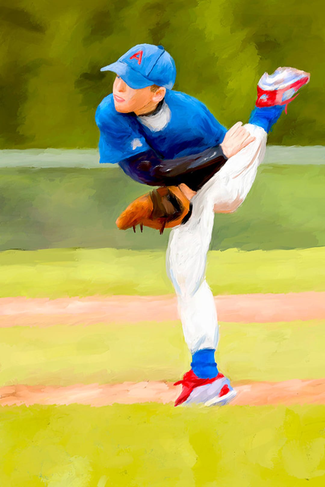 Little League Baseball Pitcher Americana Canvas Fine Art Print Home ...