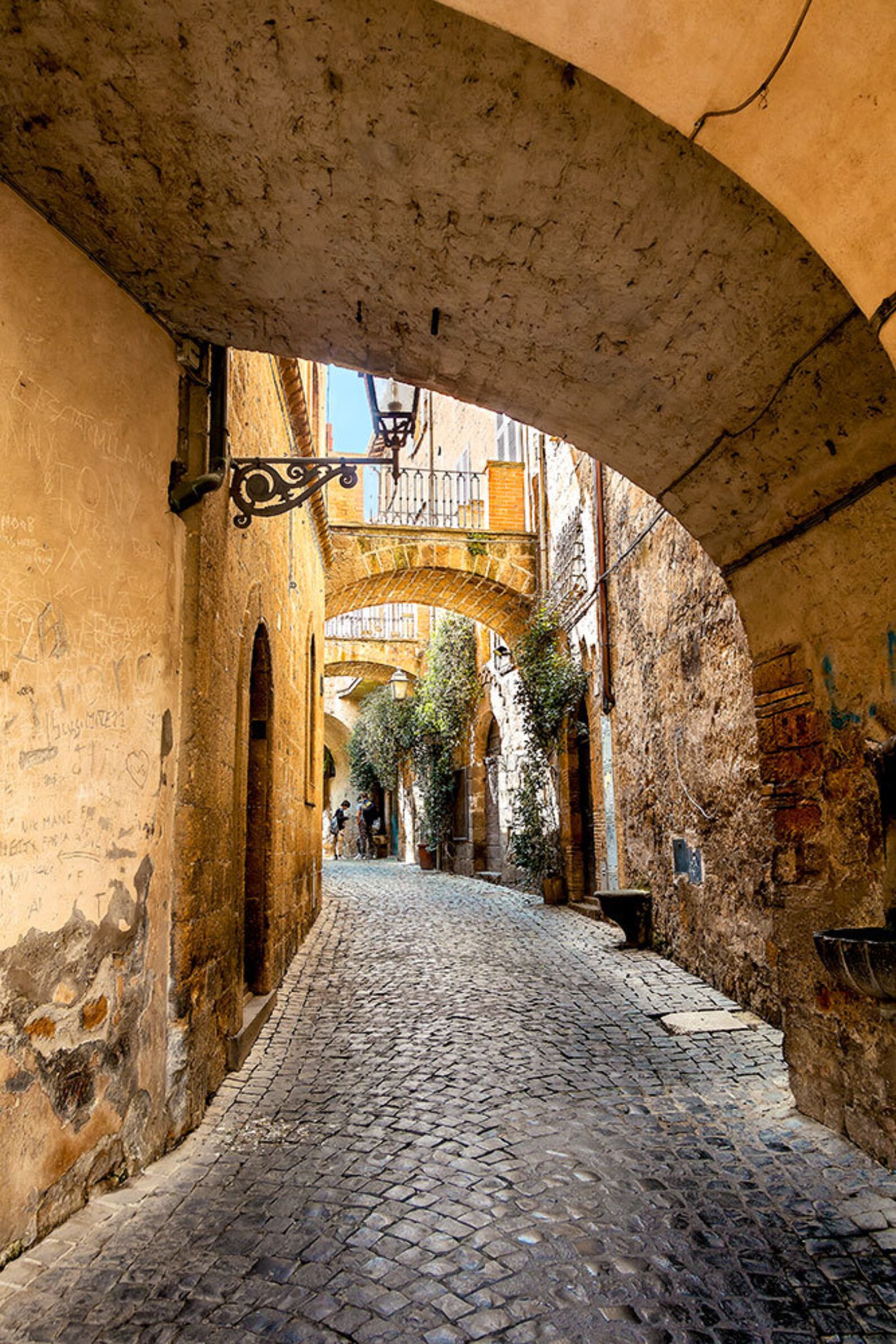 Italian Orvieto Street Cobblestone With Arch Italy Scene Fine Art ...