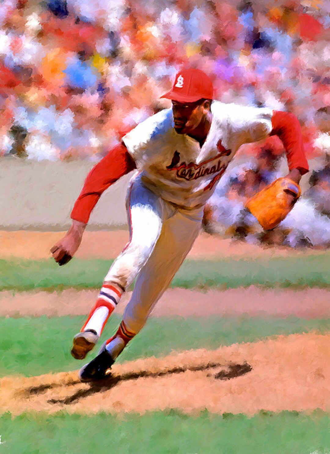 Bob Gibson Baseball Canvas Fine Art Print Digital Painting Pitcher ...