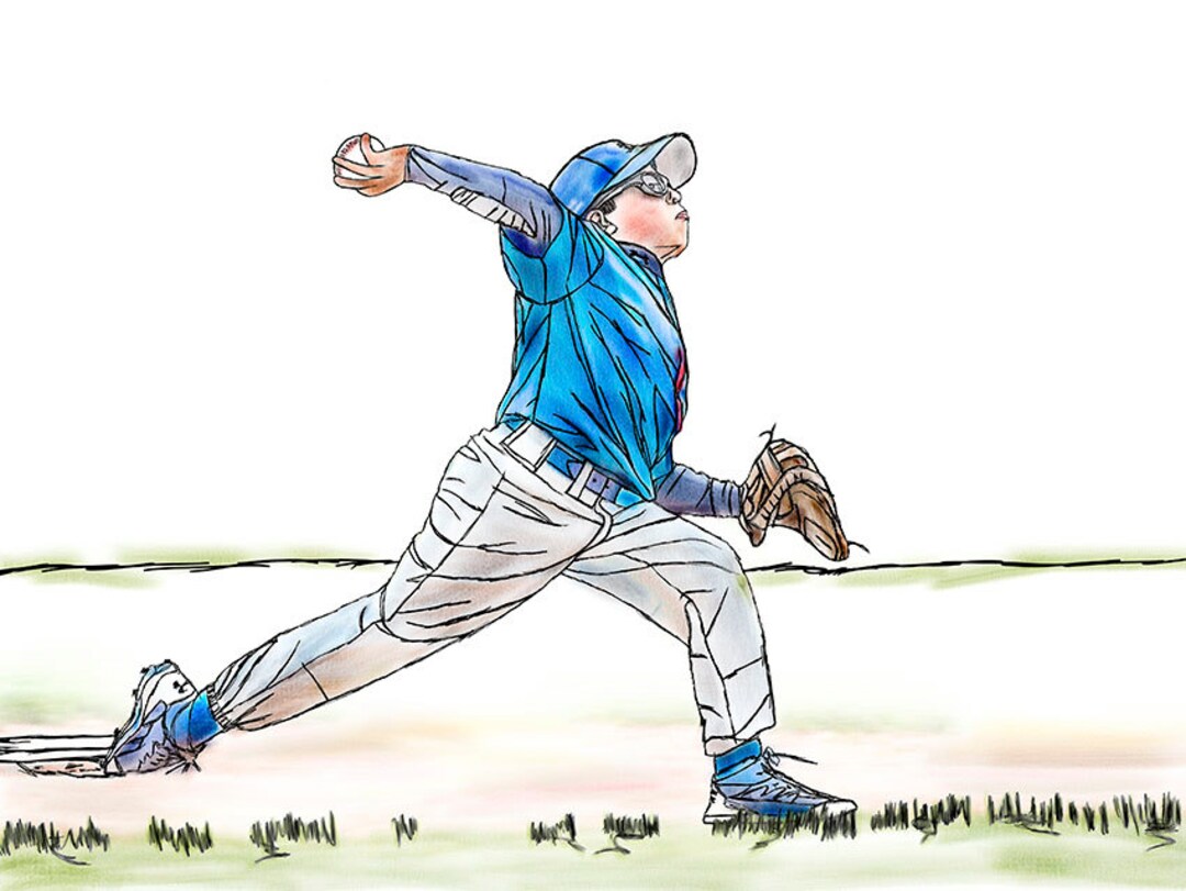Little League Baseball Art Pitcher Watercolor Print Fine Art Home Decor ...