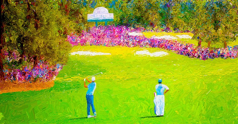 Golf at Augusta Masters Tournament Approach Fine Art Canvas Print ...