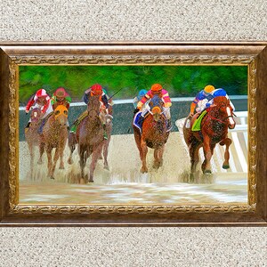 Horse Race Thoroughbred on Canvas Giclee Print Fine Art Home Decor Wall ...