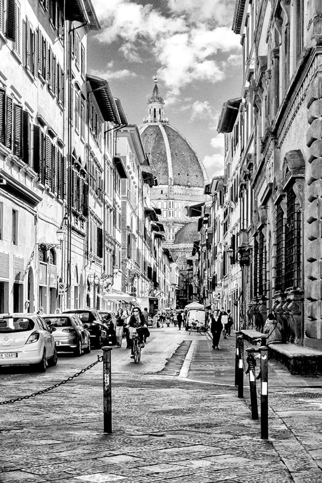 Italian Street Scene Florence Dome Church Black and White Fine Art ...