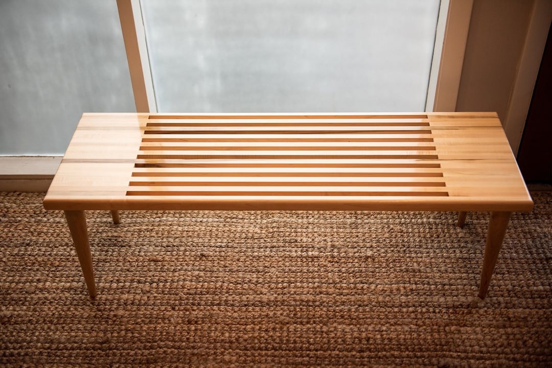 36-60 Maple Slatted Bench or Coffee Table – Centered Design – Mid ...