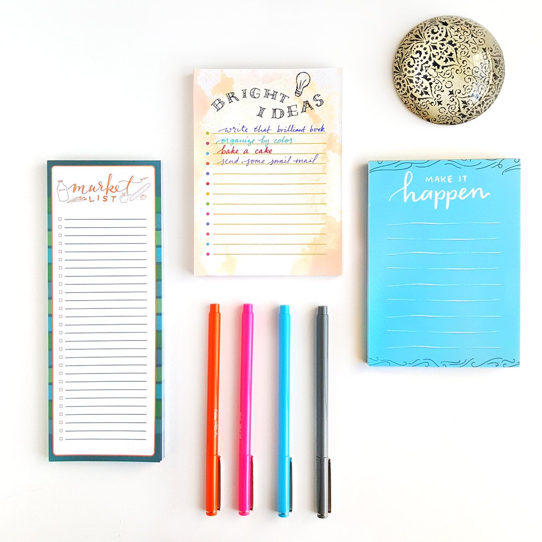 Bright Ideas Notepad — hand Lettered | 50 Tear Away Sheets - Etsy