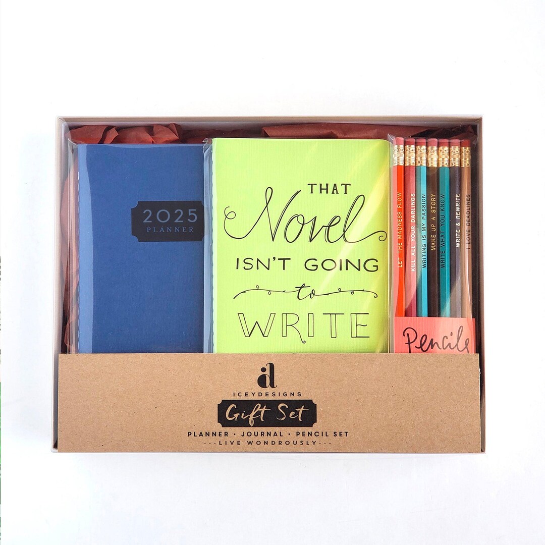 Writers Gift Set — 2025 Planner, Journal, Pencil Set — That Novel Isn't ...