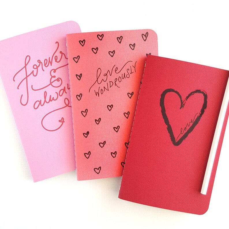 Brushed Heart hand Lettered Notebook Journals 80 Pages | Etsy