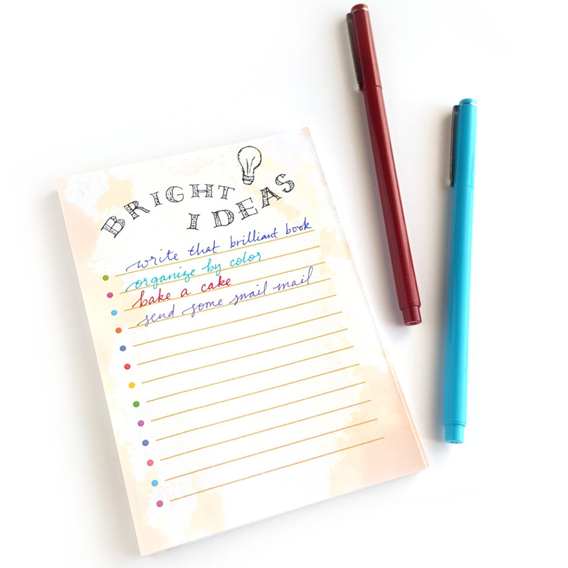 Bright Ideas Notepad — hand Lettered | 50 Tear Away Sheets - Etsy