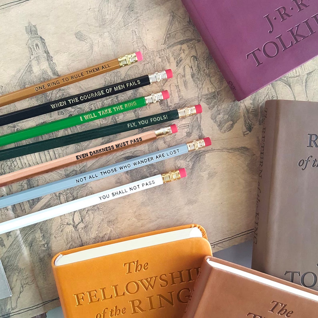 Tolkein Pencil Set — 7 Engraved Pencils, JRR Tolkien, One Ring to Rule ...