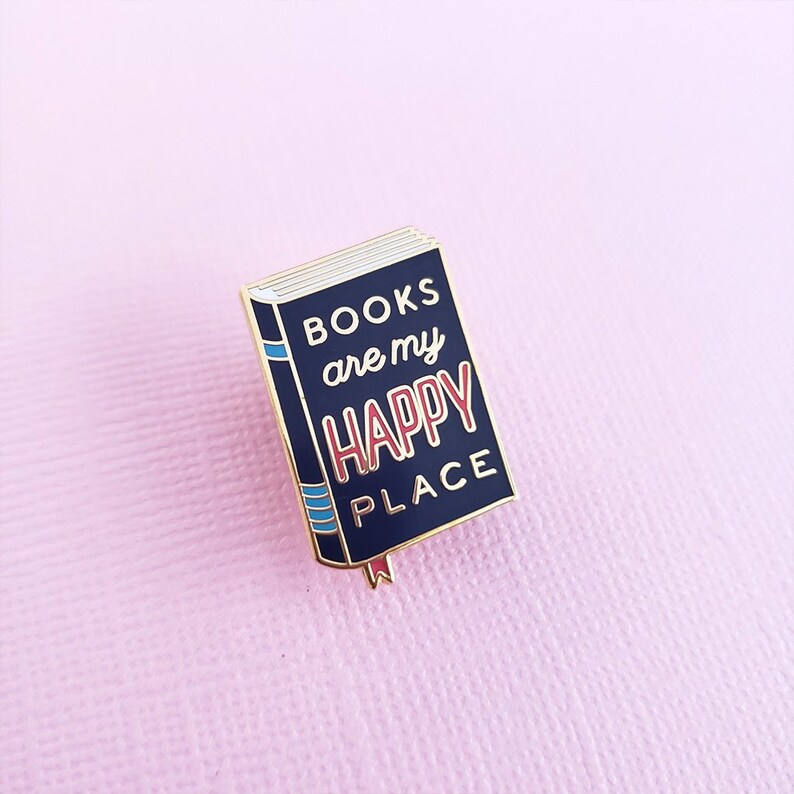 Books are my Happy Place Hand Lettered Enamel Pin | Etsy