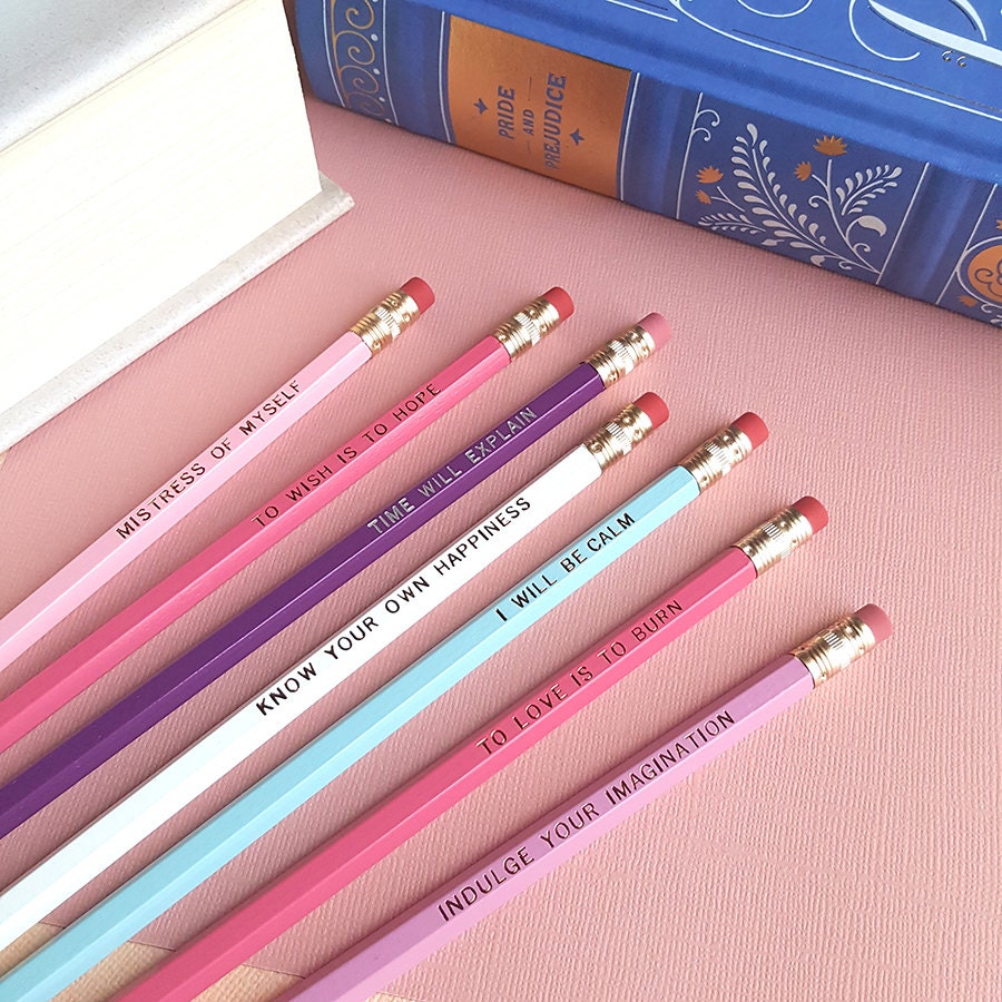 Jane Austen Pencil Set 7pretty Pencils Engraved Pencils - Etsy