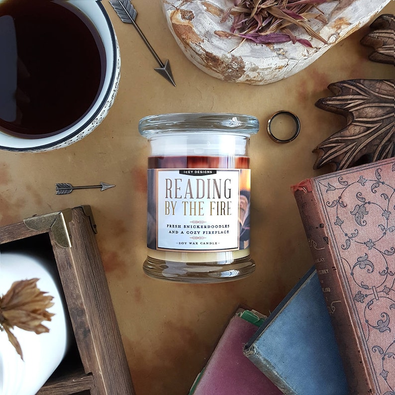 Reading by the Fire // Fall and Autumn Bookish 8oz Jar Scented | Etsy