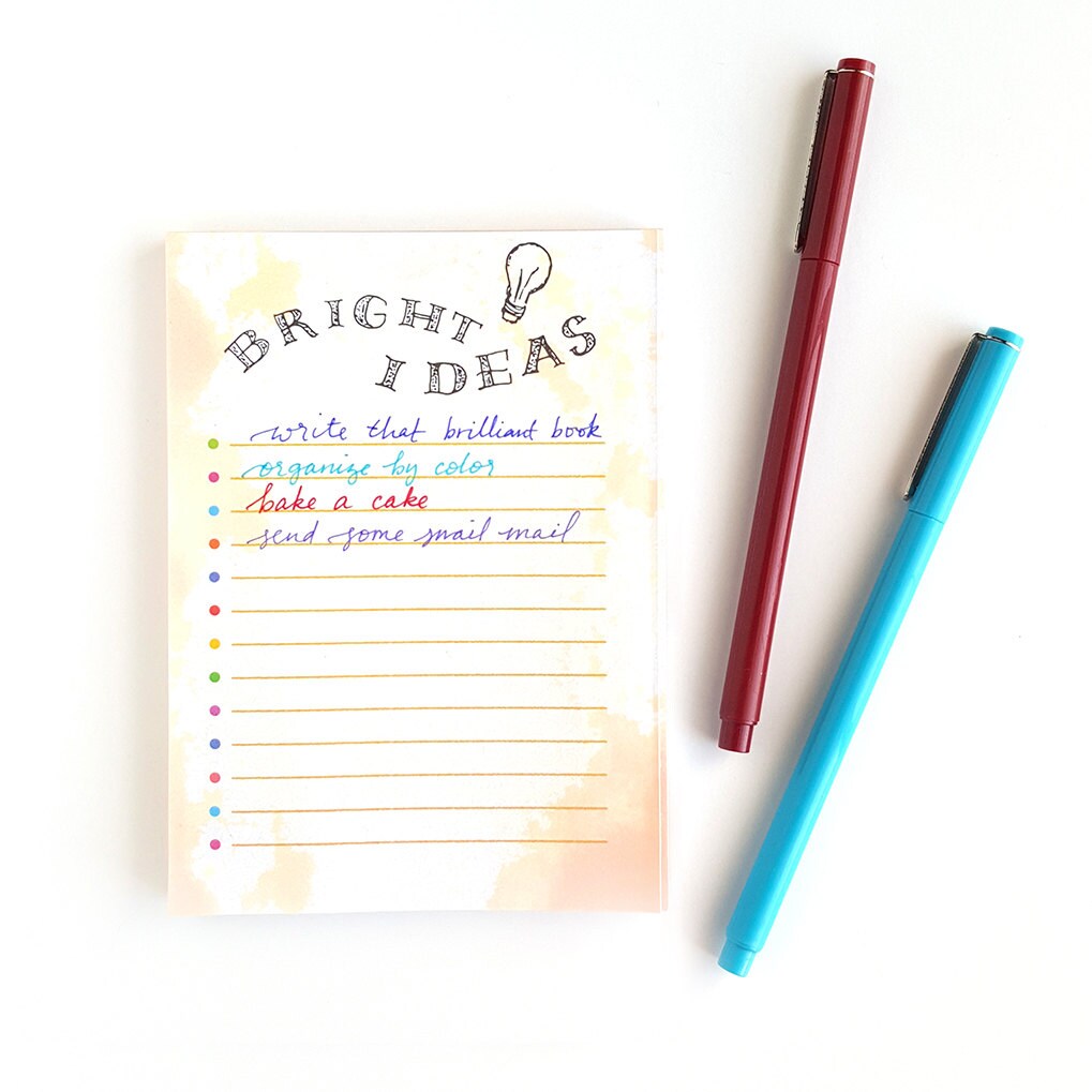 Bright Ideas Notepad — hand Lettered | 50 Tear Away Sheets - Etsy