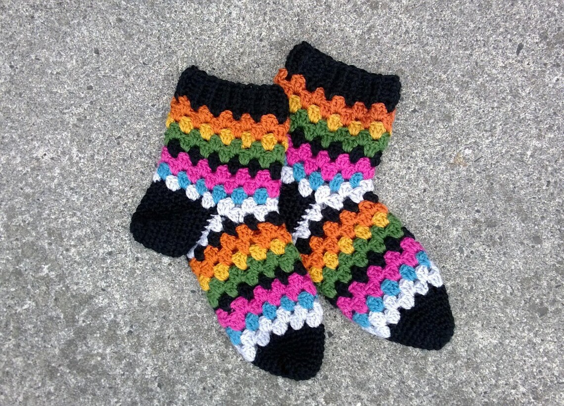 Treble Stripe Socks CROCHET PATTERN Pdf Granny Square Pattern Dk House ...