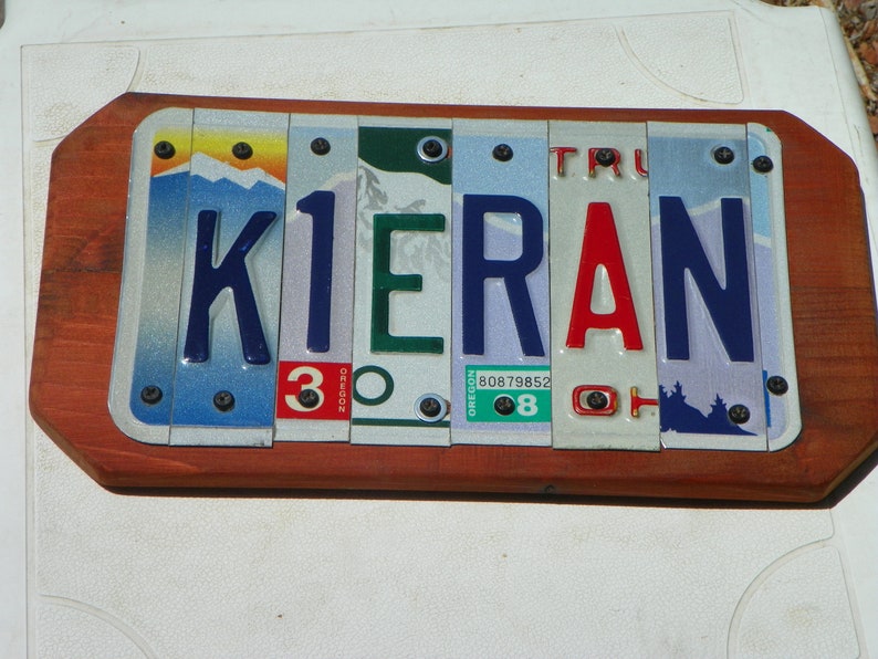 6 Letter Name Plaque Made With Recycled License Plate Letters on ...