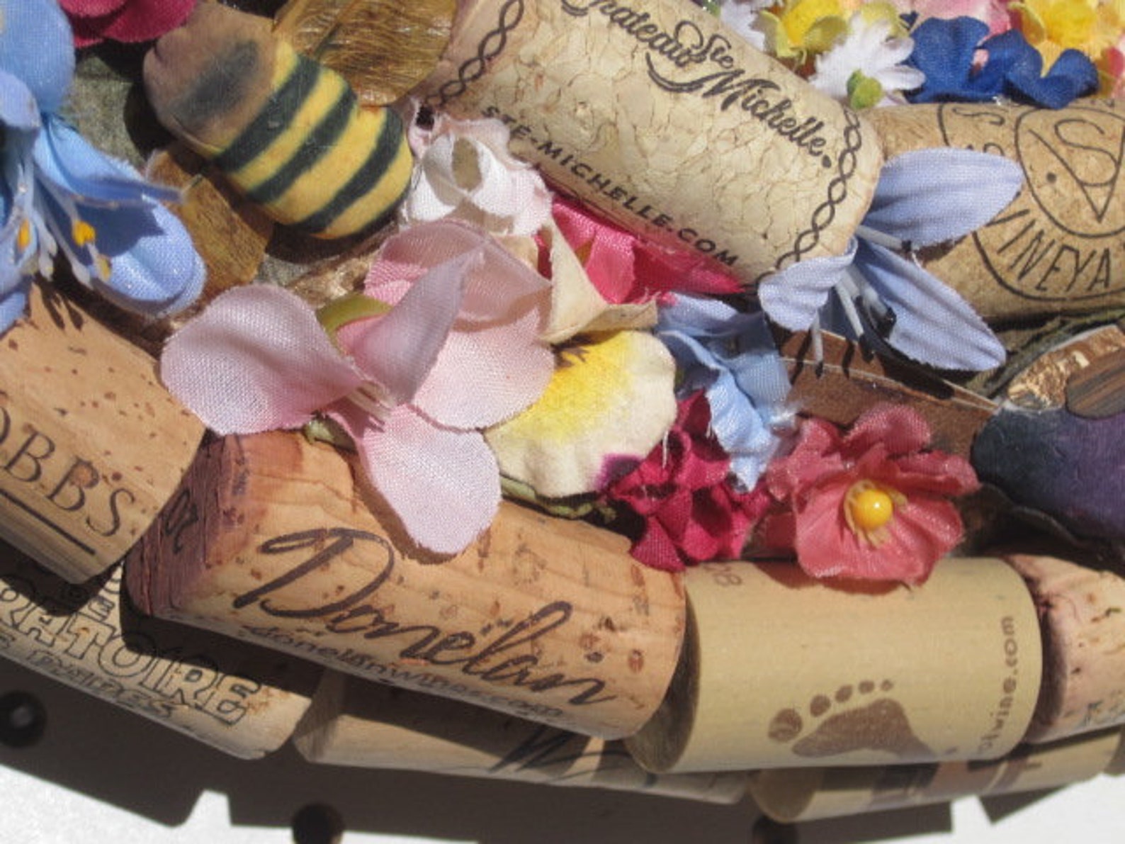 Wine Cork Wreath Made With Various Recycled Corks, Decorated With ...