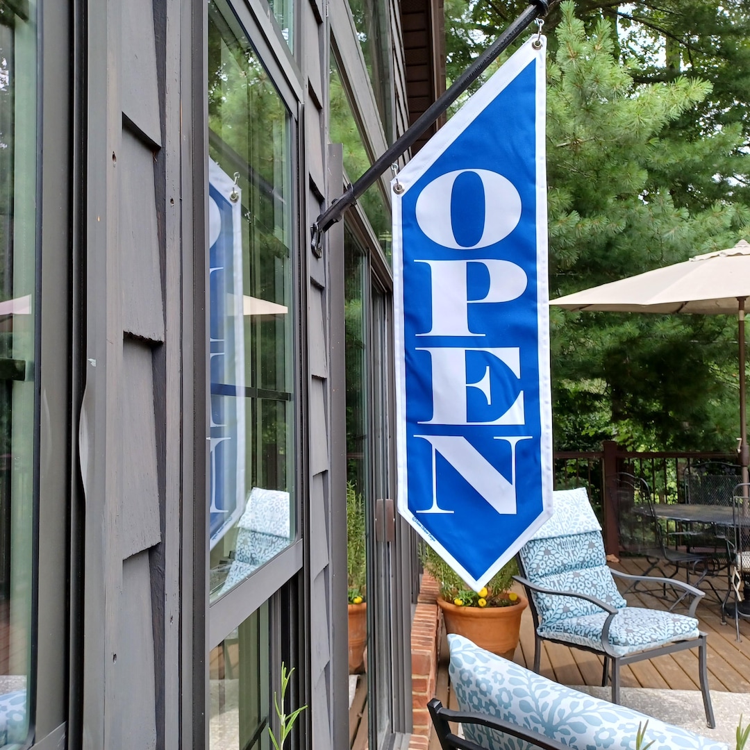 ELEGANT OPEN Full COLORS Flag * Double Sided Outdoor Canvas * Pole ...