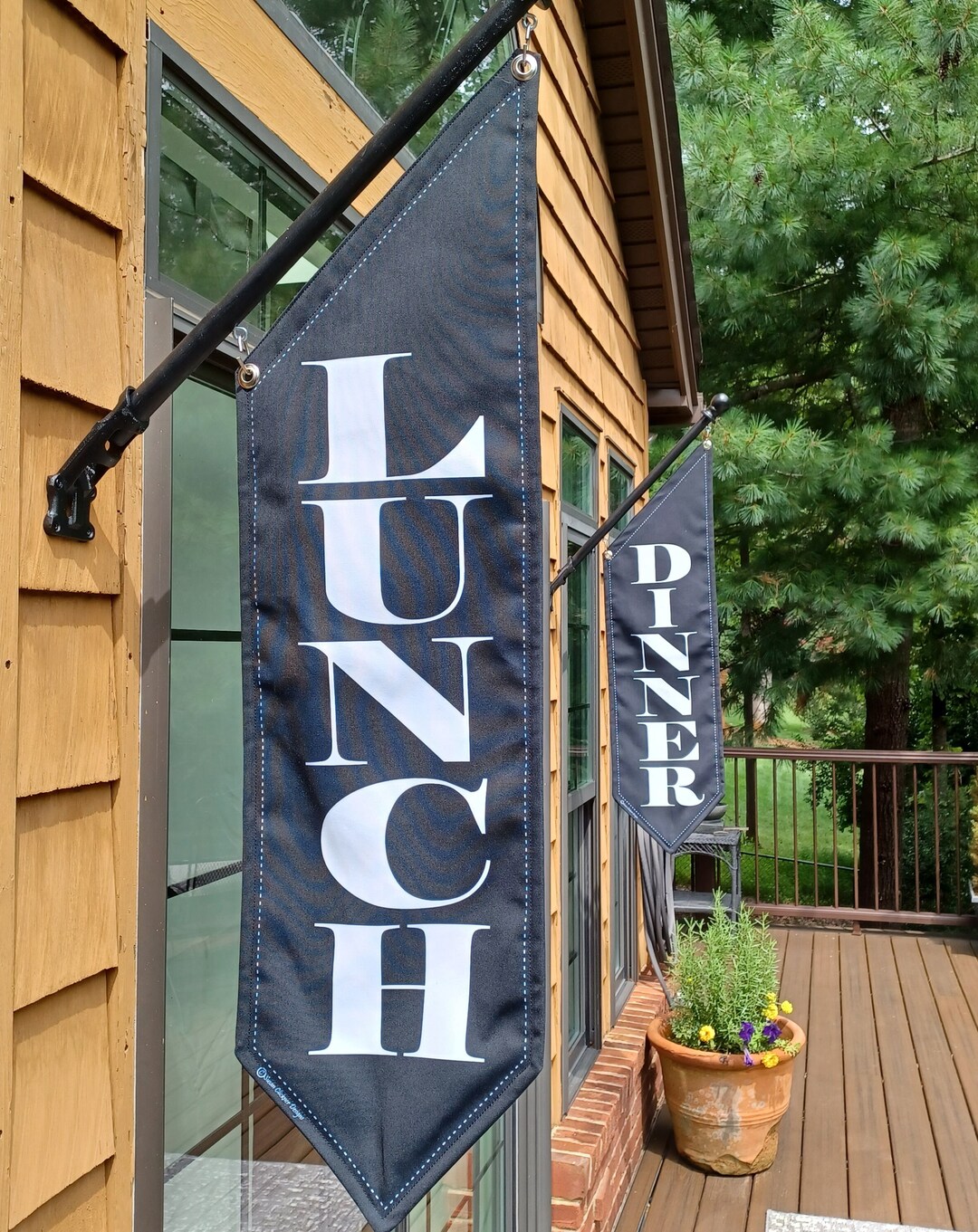 Elegant BREAKFAST LUNCH or DINER Flags * 2 Sided * Heavy Canvas * Pole ...