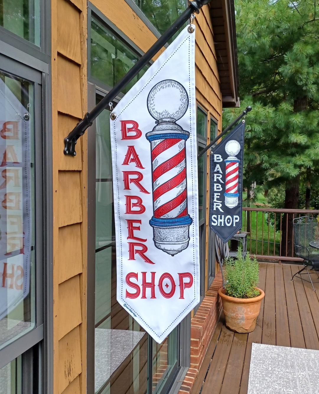 BARBER SHOP OPEN Flags * Double Sided * Heavy Weight Canvas * Handmade ...