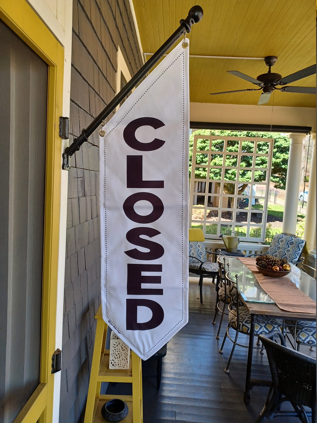 BASIC CLOSED FLAG * Double Sided * Heavy Weight Canvas * Handmade Pole ...