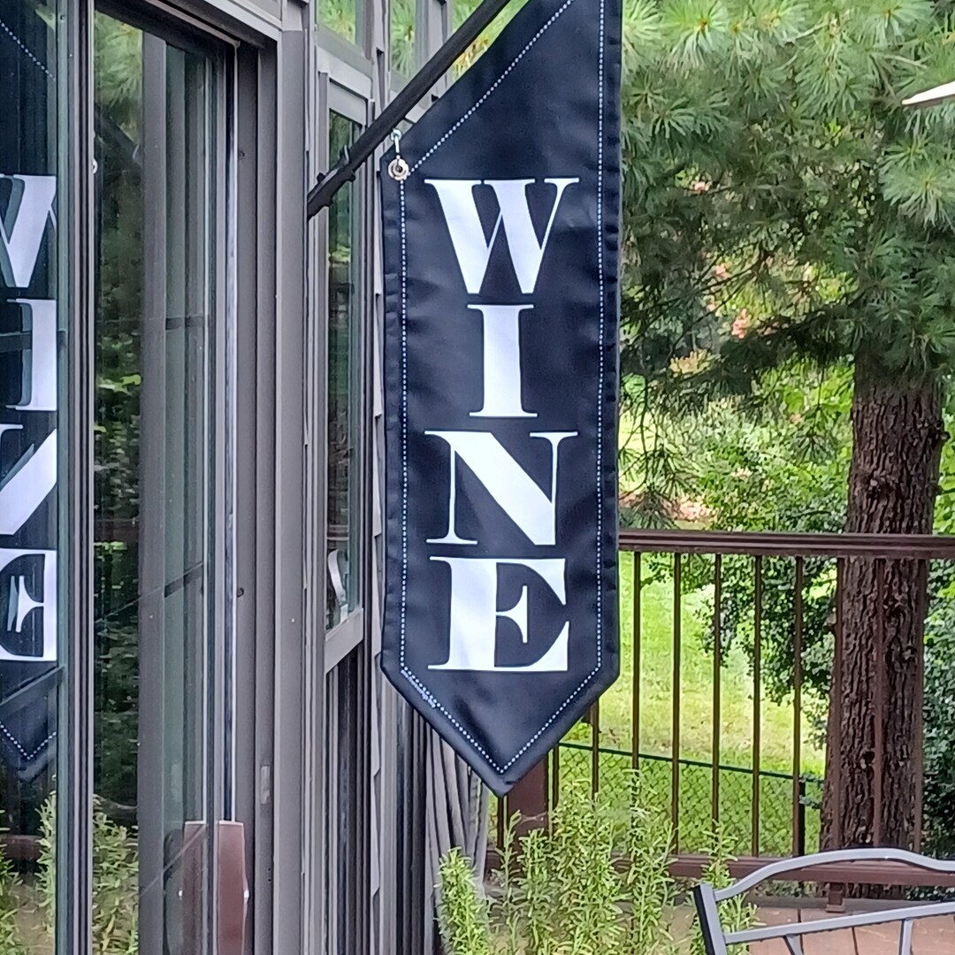 ELEGANT WINE Flag * Double Sided * Heavy Weight Canvas * Handmade Pole ...