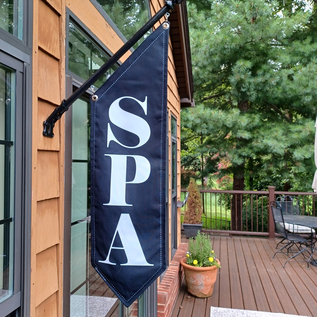ELEGANT SPA Flag * 2 Sided * Heavy Canvas * Pole & Bracket Included ...