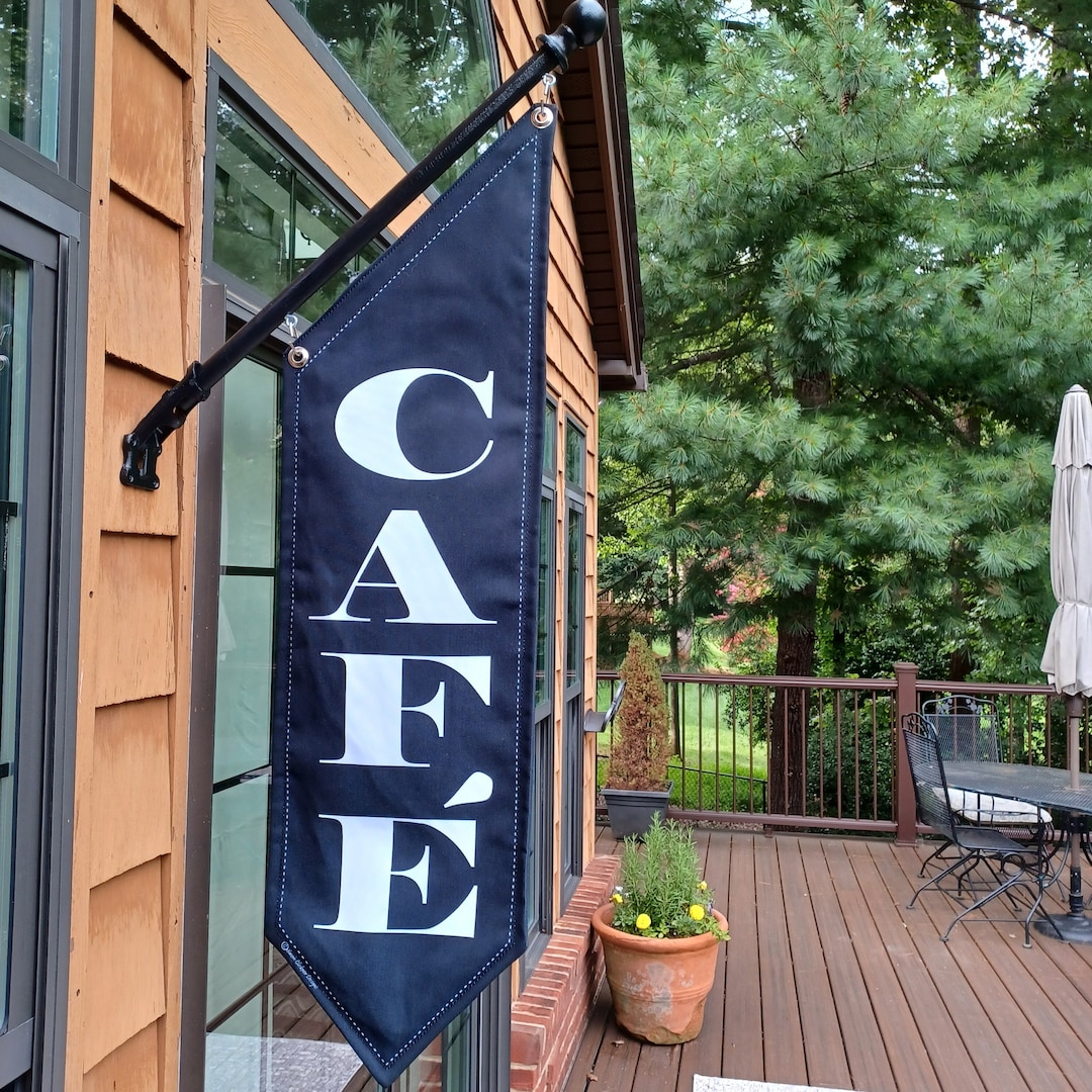 ELEGANT CAFE' FLAG * 2 Sided * Heavy Canvas * Pole & Bracket Included ...