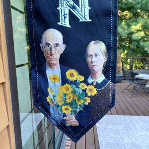 AMERICAN GOTHIC OPEN Flag With Sunflowers * Double Sided * Heavy Weight ...