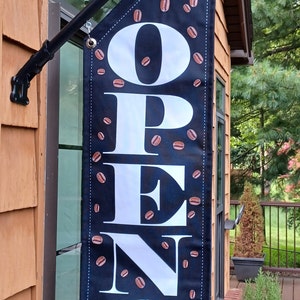 COFFEE OPEN FLAG With Beans and Coffee Cup * Double Sided * Heavy ...