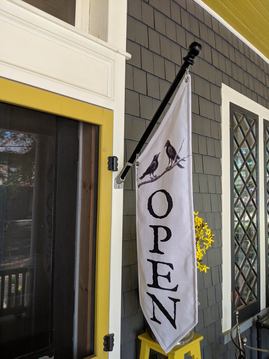 DESIGNER OPEN FLAG Friendly Crows Perched on a Branch - Etsy