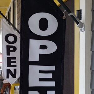 BASIC OPEN Flag * Double Sided * Heavy Weight Canvas * Handmade Pole ...