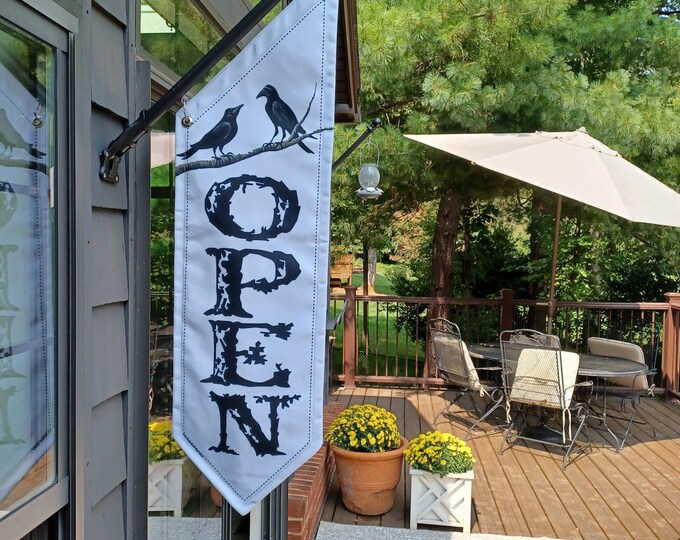 DESIGNER OPEN FLAG * Friendly Crows Perched on a Branch * Double Sided ...
