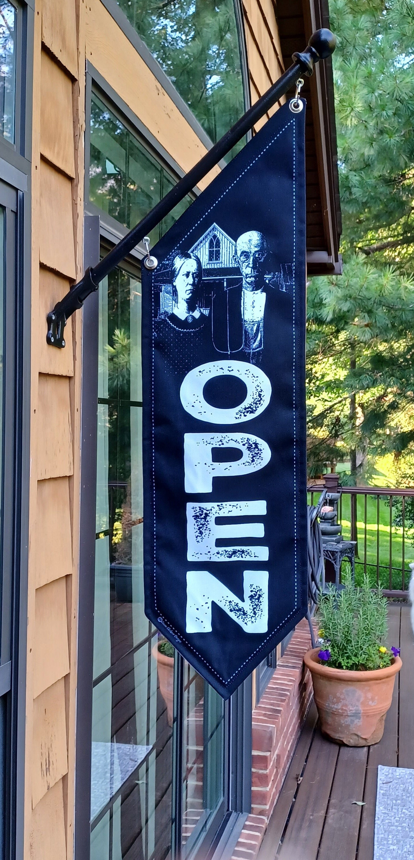 AMERICAN GOTHIC OPEN Flag * Double Sided * Heavy Weight Canvas ...