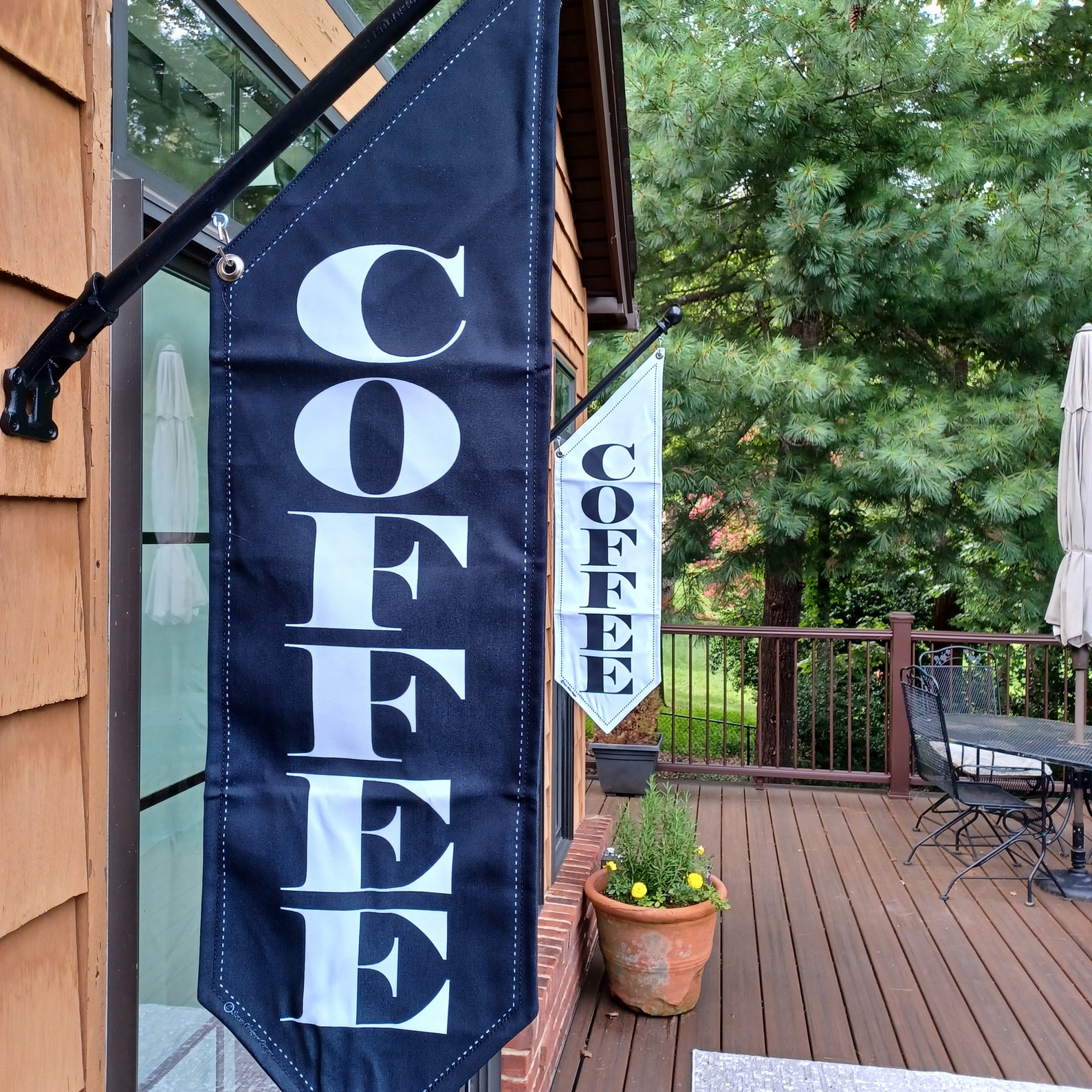 ELEGANT COFFEE Flag * 2 Sided * Heavy Canvas * Pole & Bracket Included ...