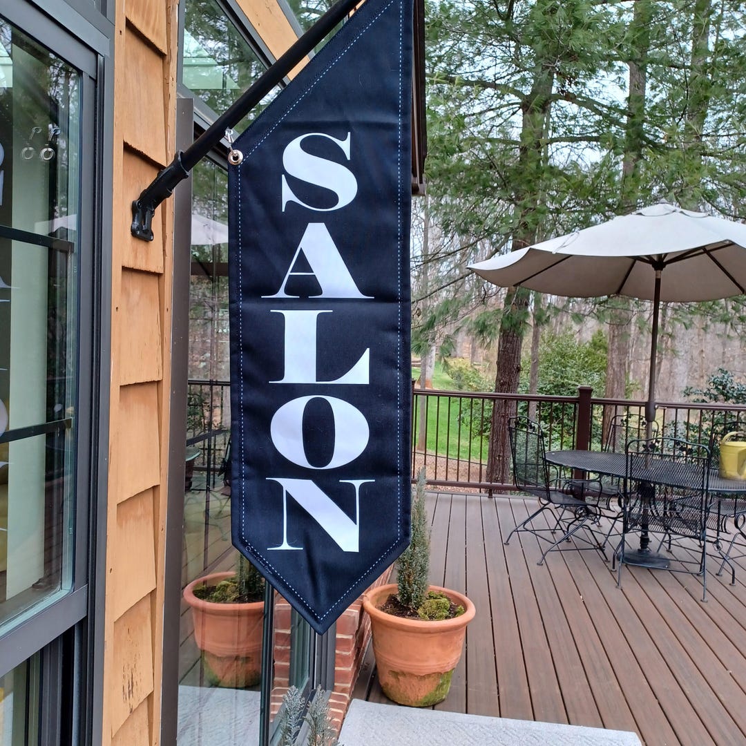 ELEGANT SALON FLAG * 2 Sided * Heavy Canvas * Pole & Bracket Included ...