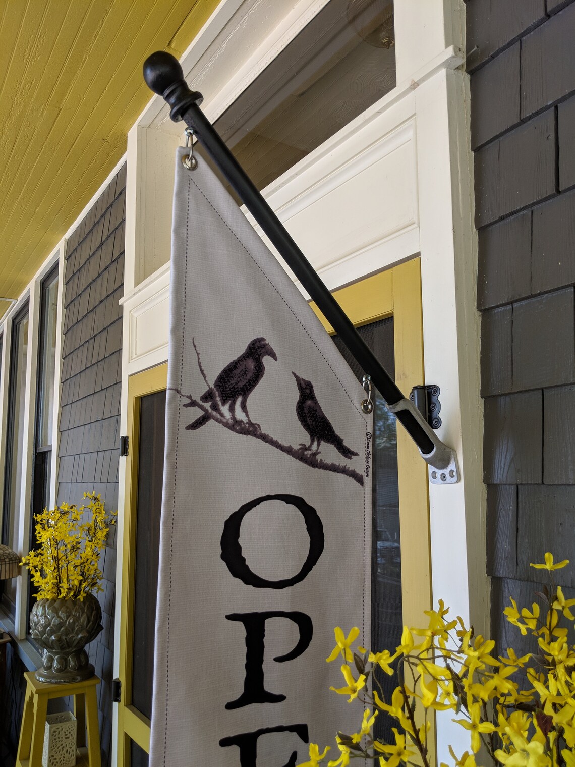 DESIGNER OPEN FLAG Friendly Crows Perched on a Branch - Etsy