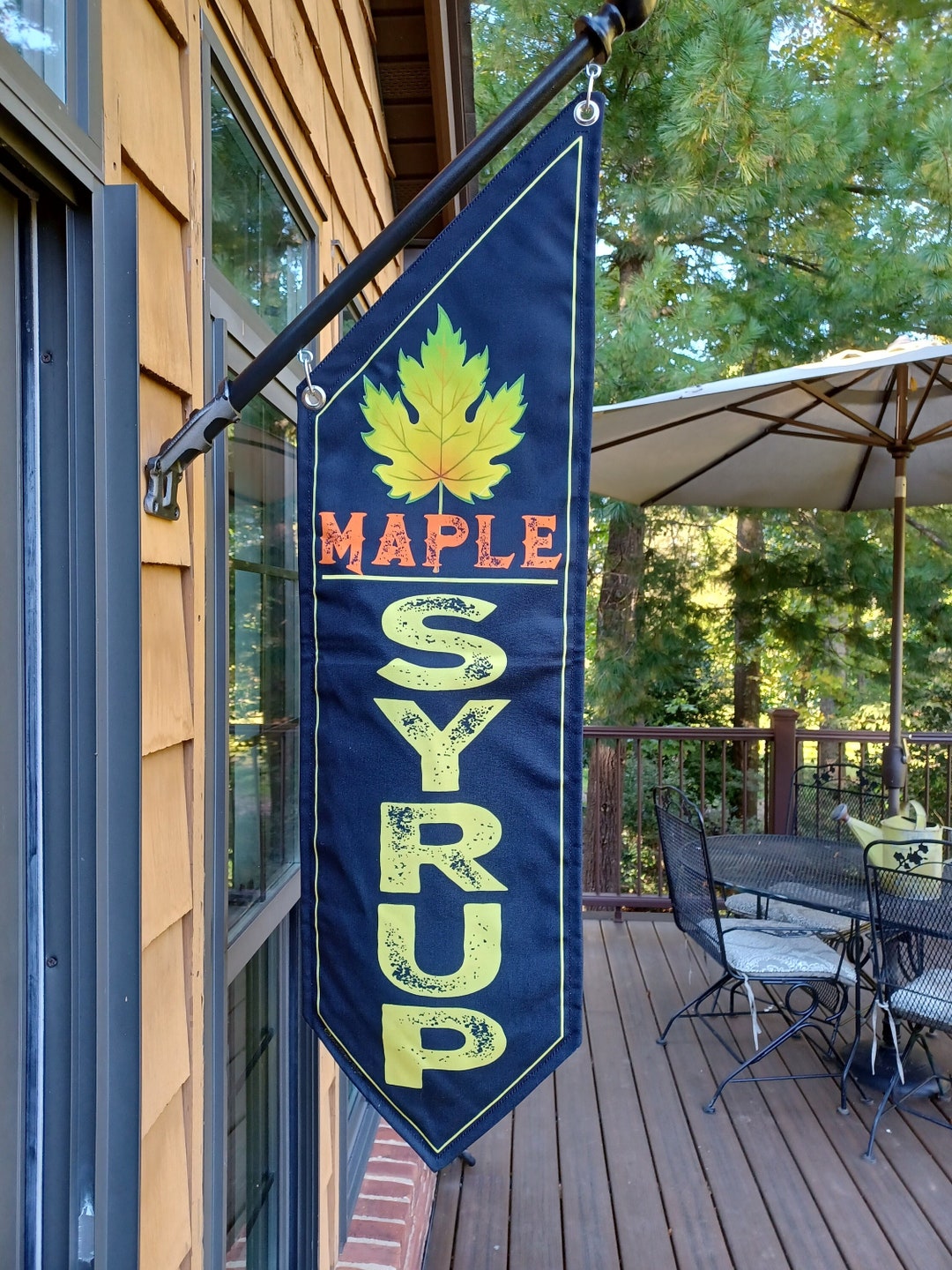 MAPLE SYRUP * Flag * Double Sided * Heavy Weight Canvas * Handmade Pole ...