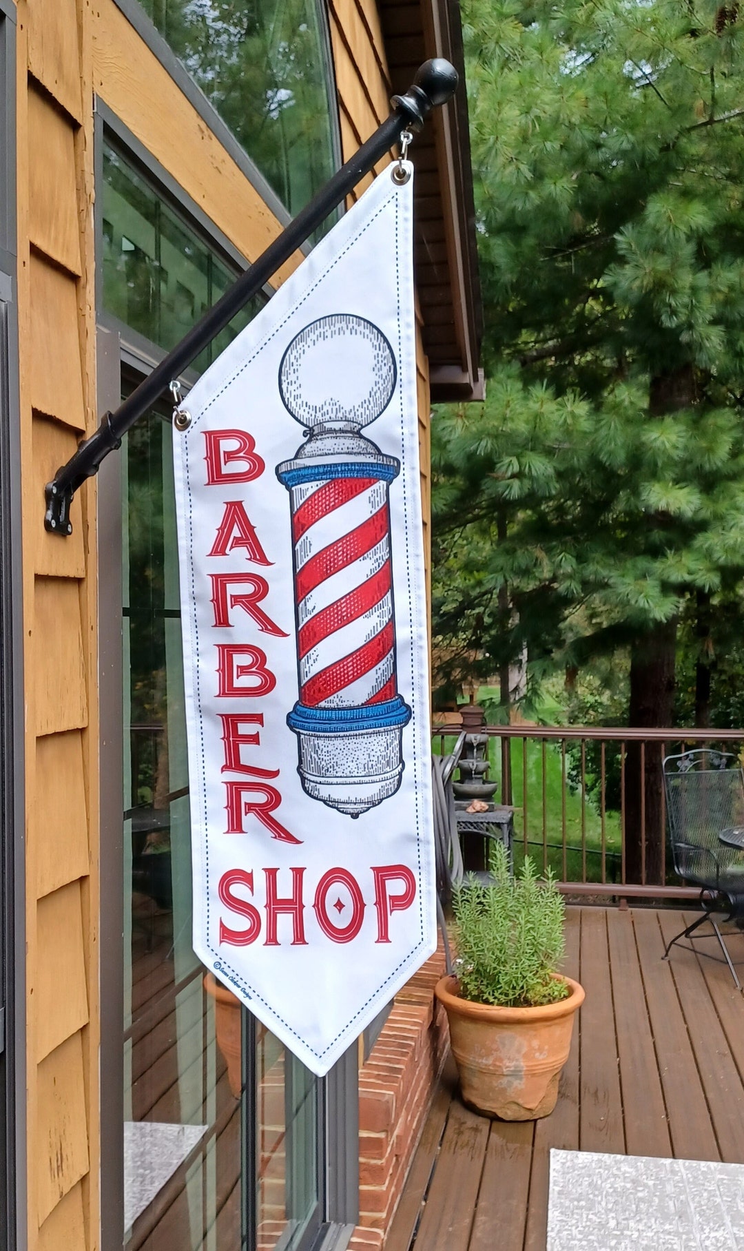 BARBER SHOP OPEN Flags * Double Sided * Heavy Weight Canvas * Handmade ...