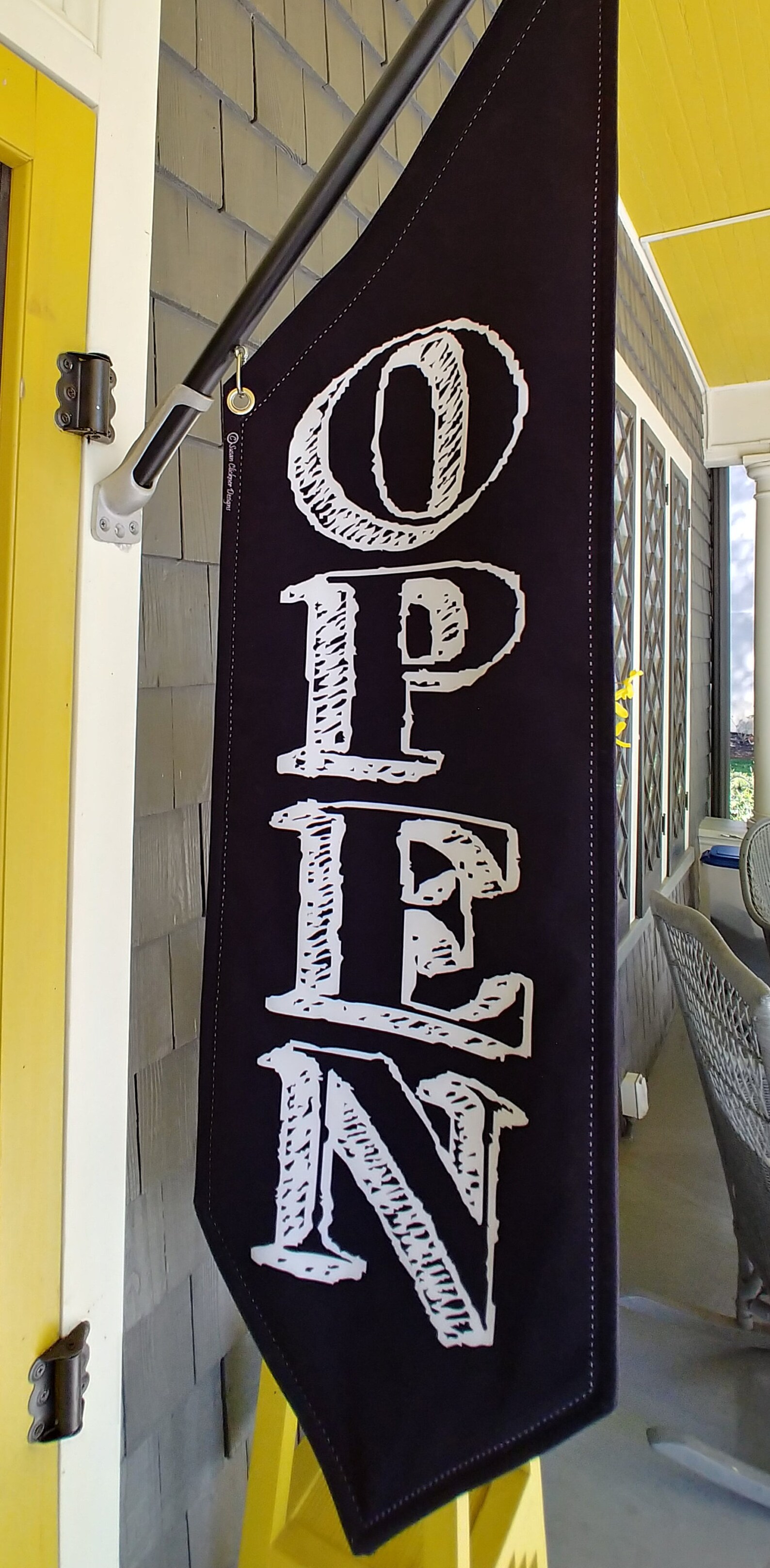 CHALKBOARD OPEN Flag Black or White Canvas Double Sided | Etsy