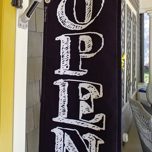 CHALKBOARD OPEN Flag - Black or White Canvas - Double Sided * Outdoor ...