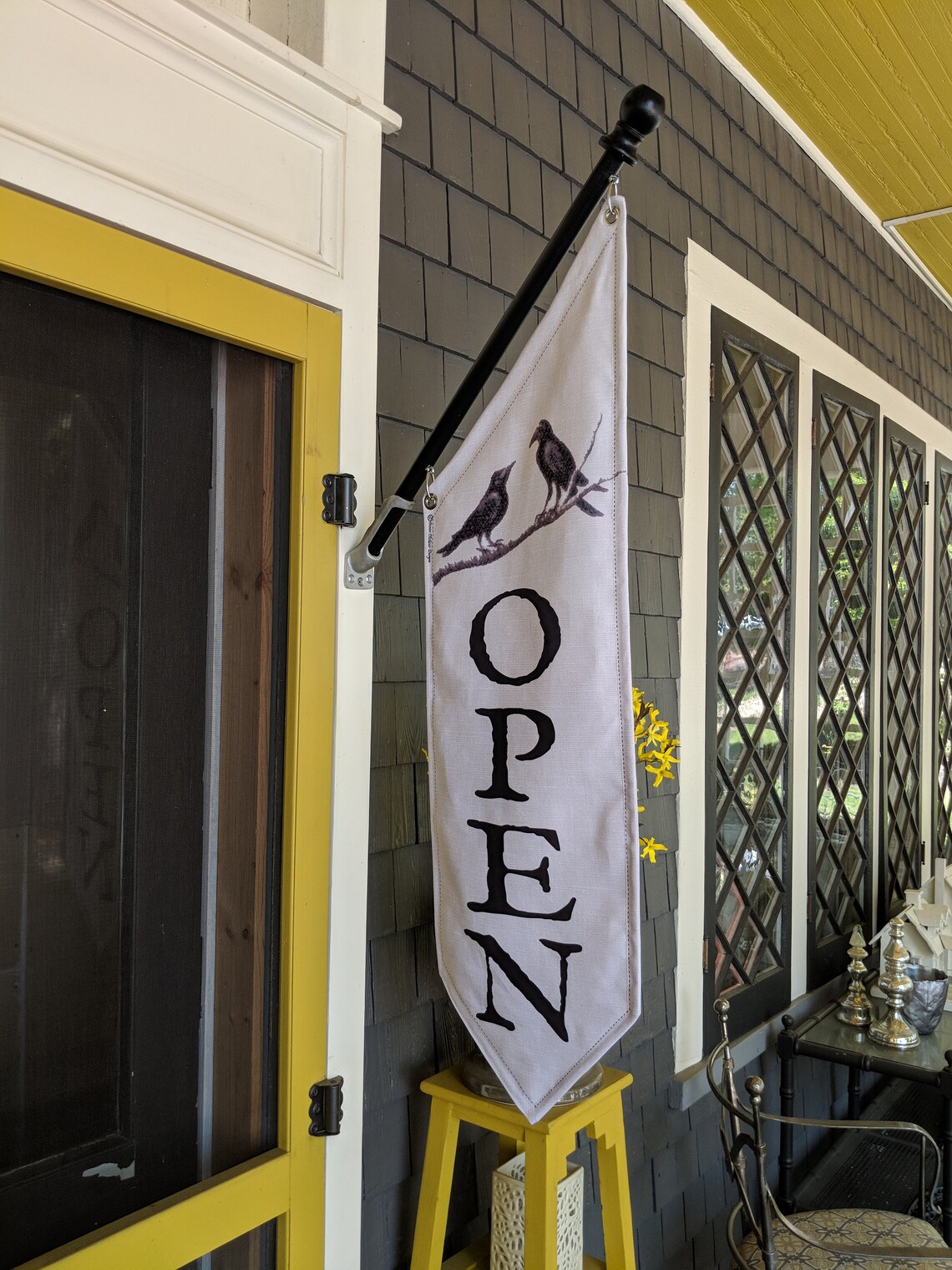 DESIGNER OPEN FLAG Friendly Crows Perched on a Branch - Etsy