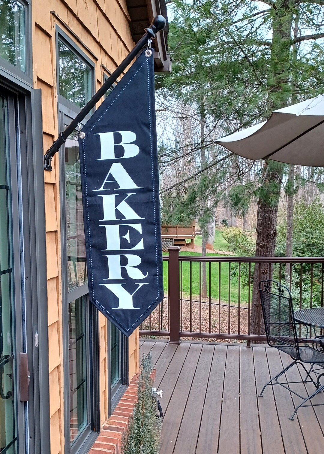 ELEGANT BAKERY Flag * 2 Sided * Heavy Canvas * Pole & Bracket Included ...