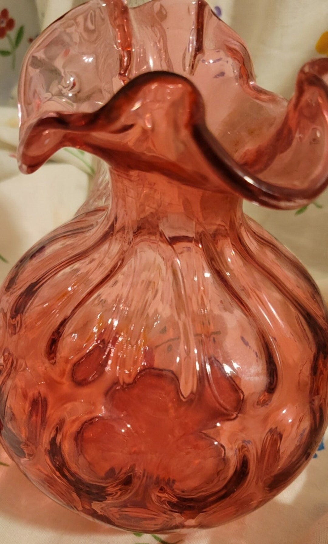 Fenton Cranberry Coin Dot Pitcher - Etsy