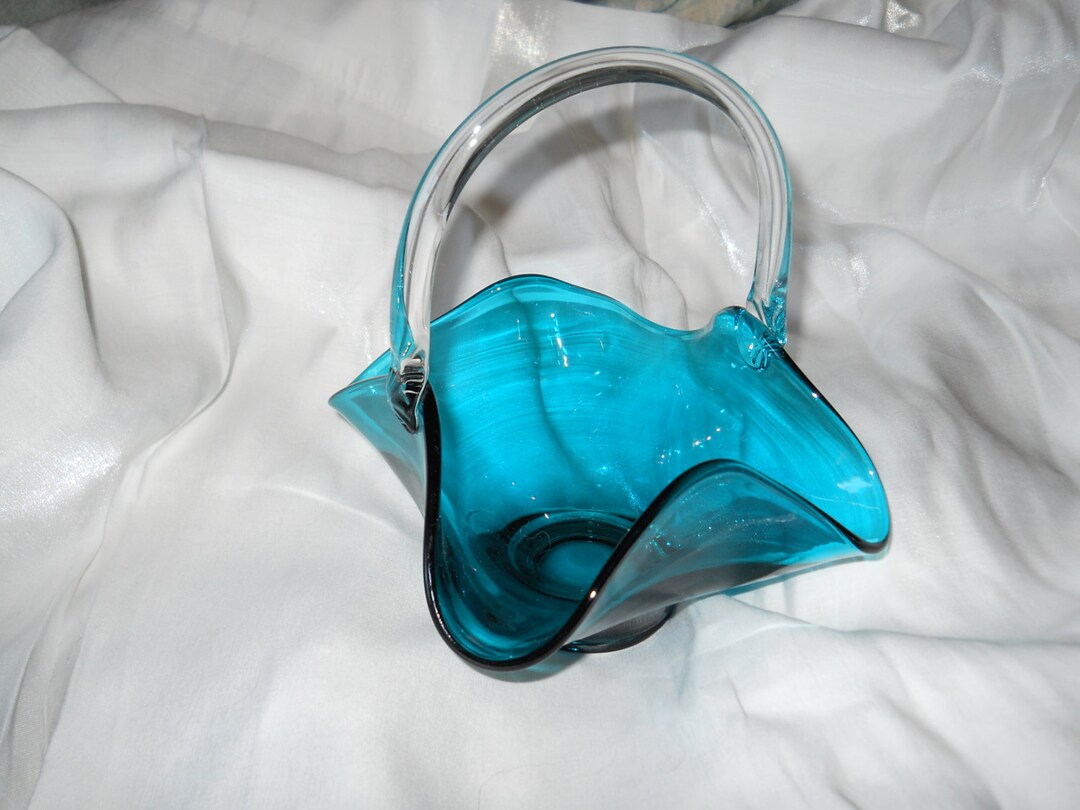 Vintage Viking Glass Handled Basket - Etsy
