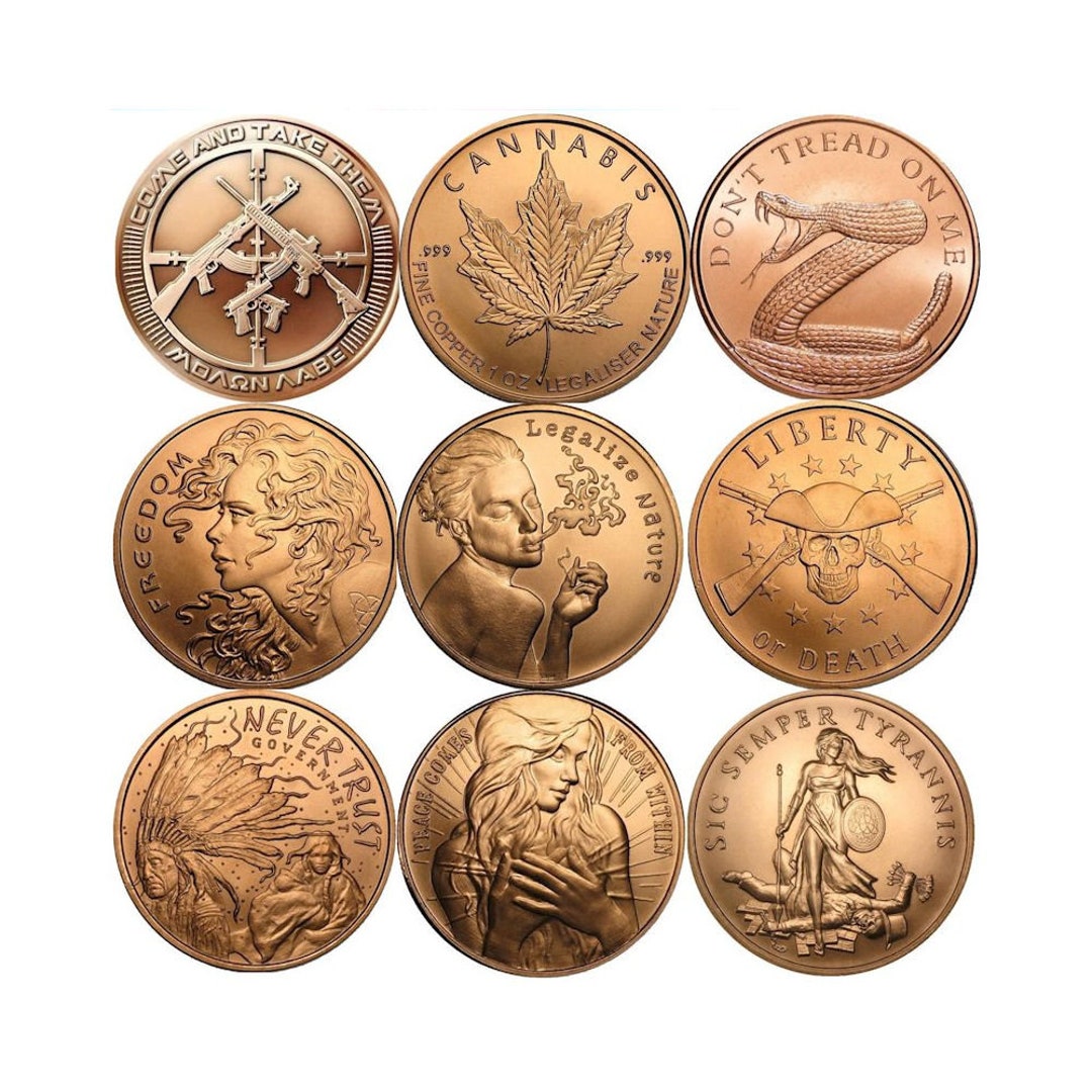 2017 1 Oz .999 Pure Copper BU Round / Challenge Coin 9 Designs to ...